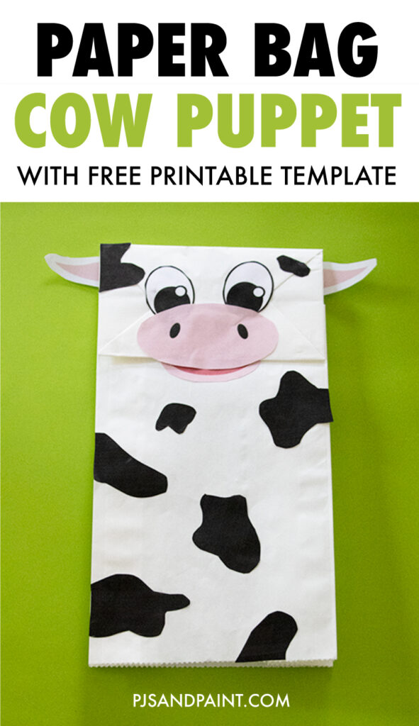 Paper Bag Cow Puppet Craft - With Free Printable Template
