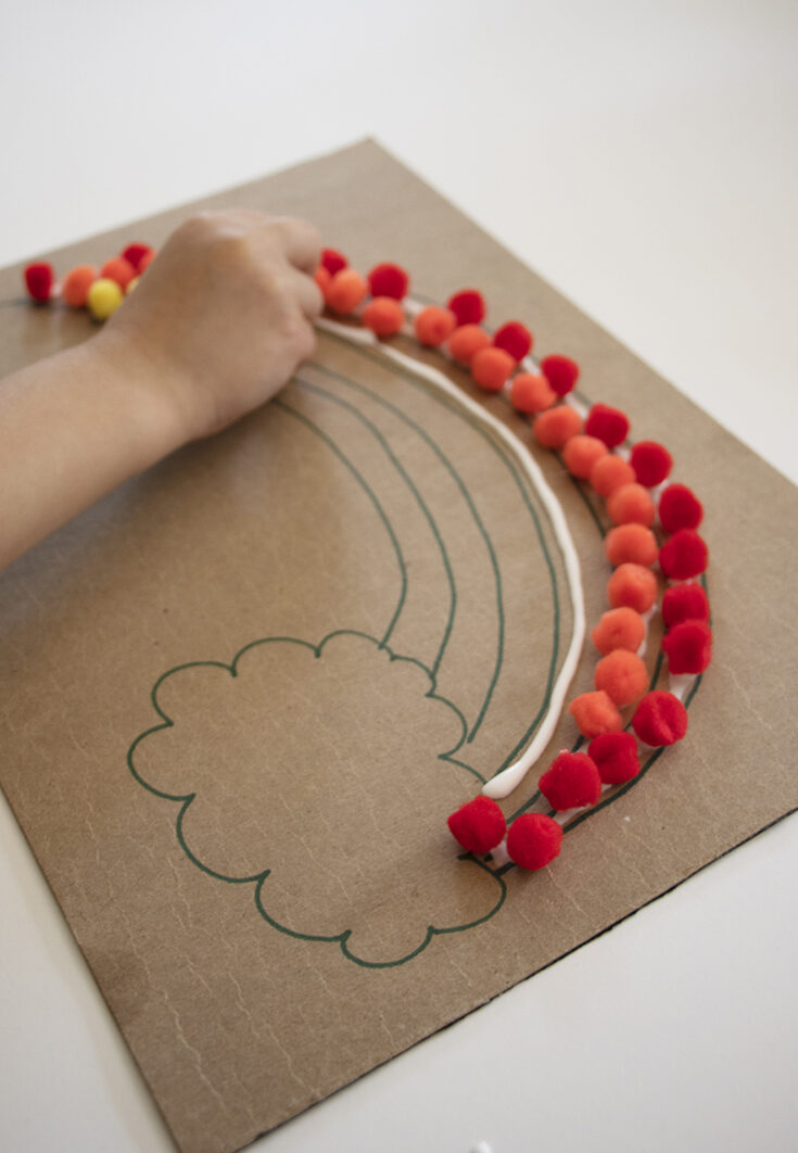 Easy Pom Pom Rainbow Craft for Kids - Pjs and Paint