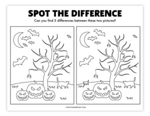 Free Printable Halloween Spot the Difference Activity