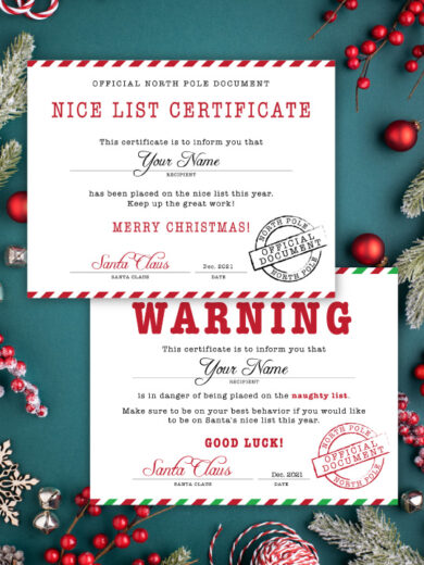 naughty list certificate Archives - Pjs and Paint