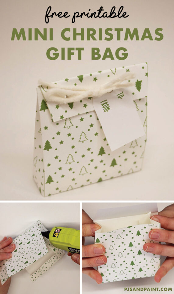 Free Printable Mini Christmas Gift Bag - Pjs and Paint