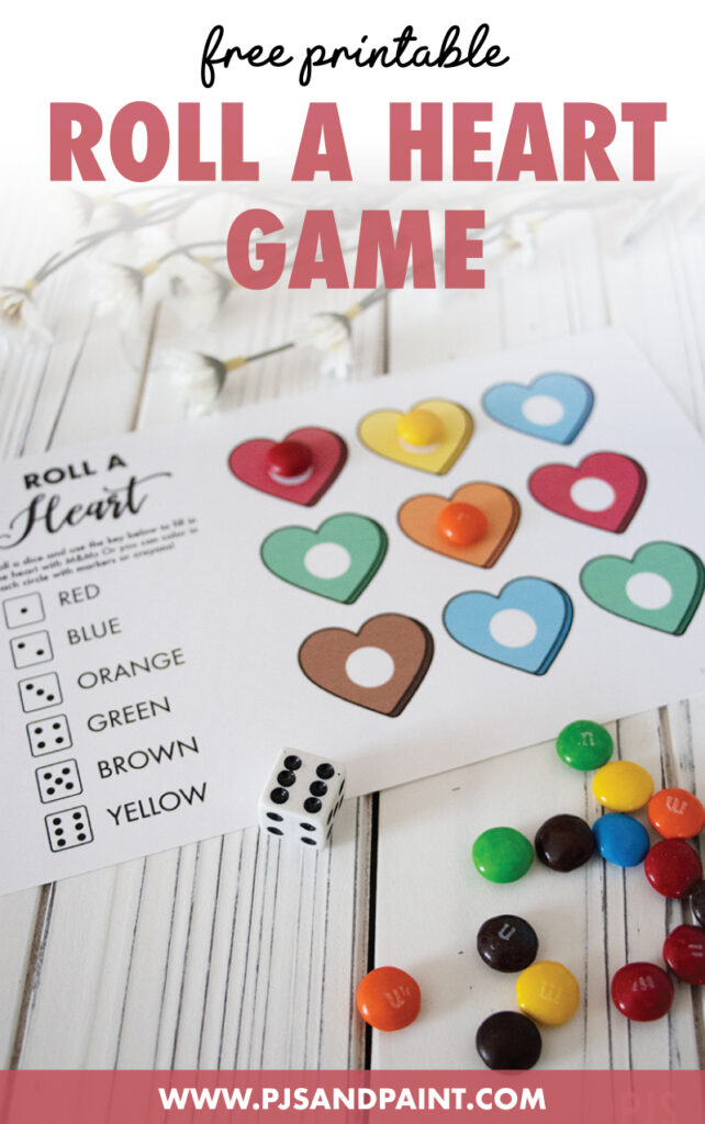 Free Printable Roll a Heart Game - Pjs and Paint