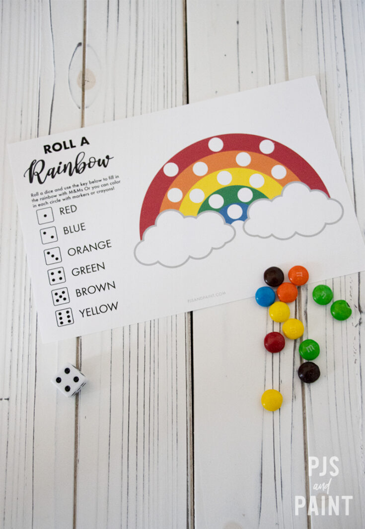 Free Printable Roll a Rainbow Game - Pjs and Paint