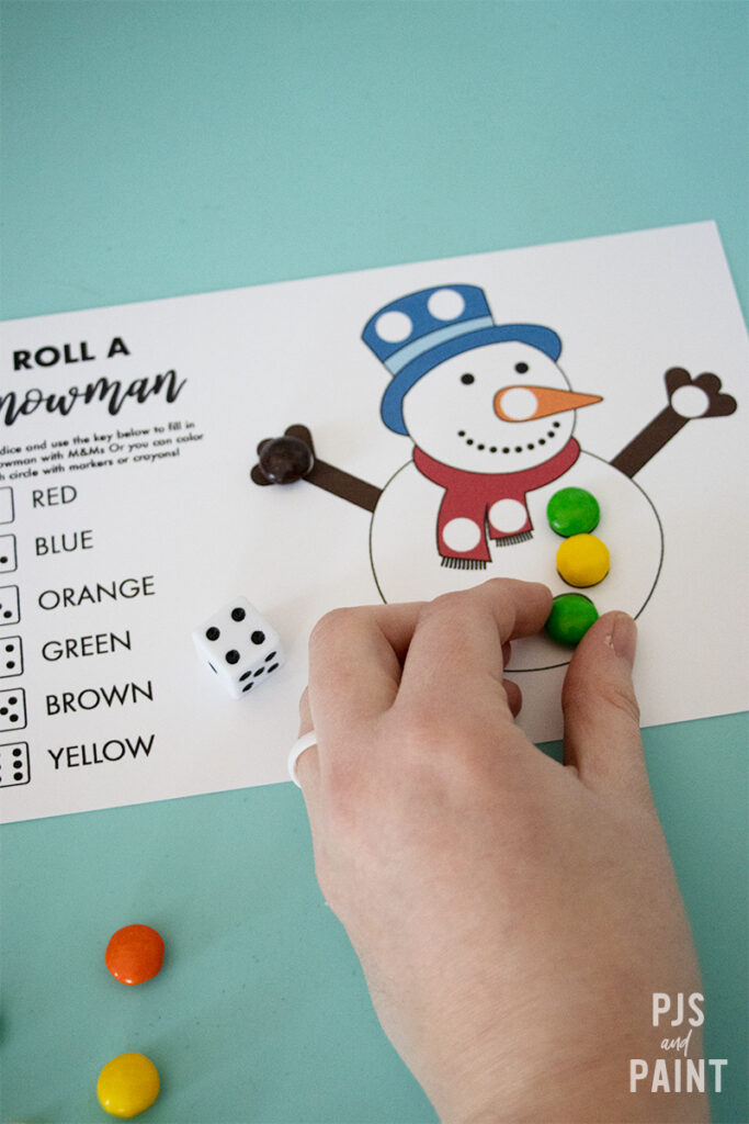 Free Printable Roll a Snowman Game - Pjs and Paint