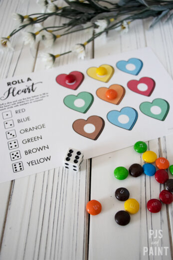 Free Printable Roll a Heart Game - Pjs and Paint