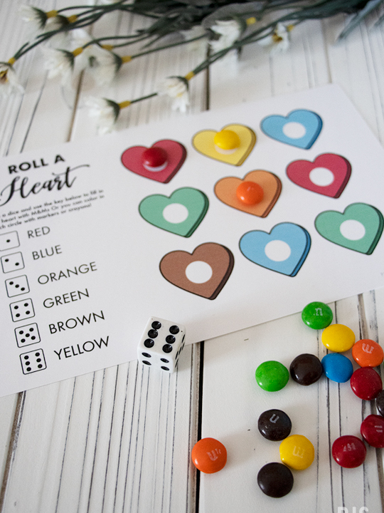 Free Printable Roll a Heart Game - Pjs and Paint