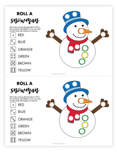7 Free Printable "Roll a" Games - Pjs and Paint