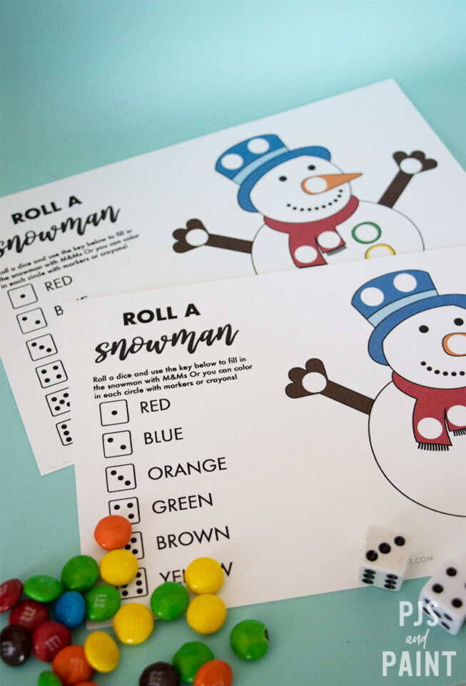 Free Printable Roll a Snowman Game - Pjs and Paint