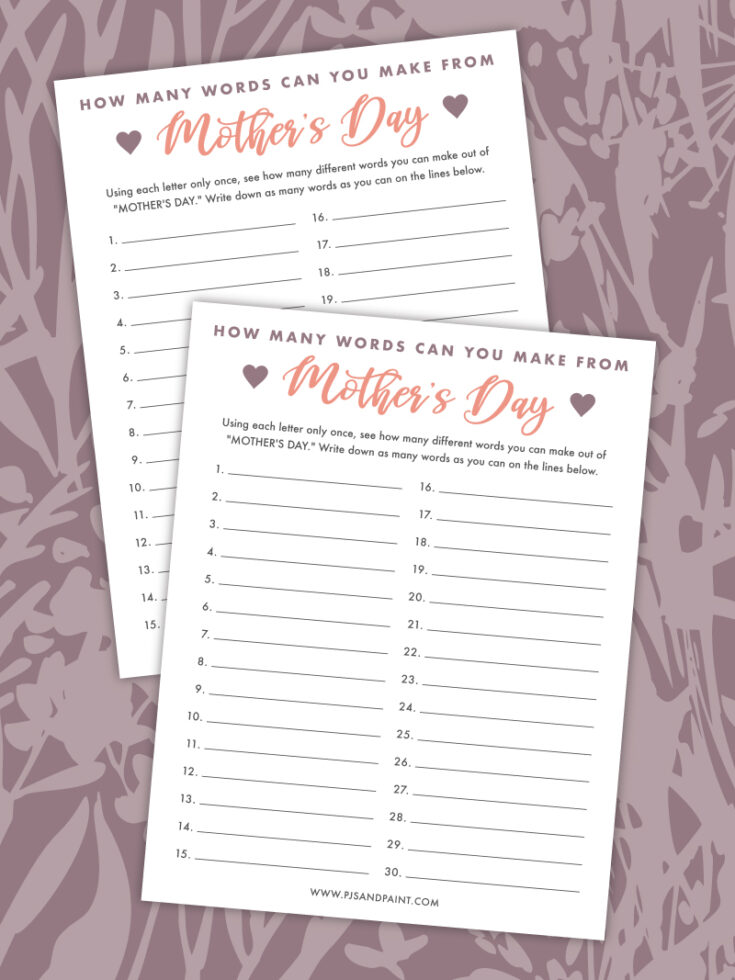 How many words can you make from Mother's Day
