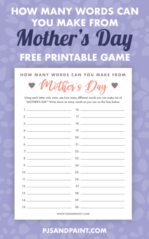 How many words can you make from Mother's Day