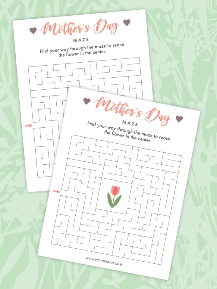 Free Printable Mother's Day Maze - Pjs and Paint