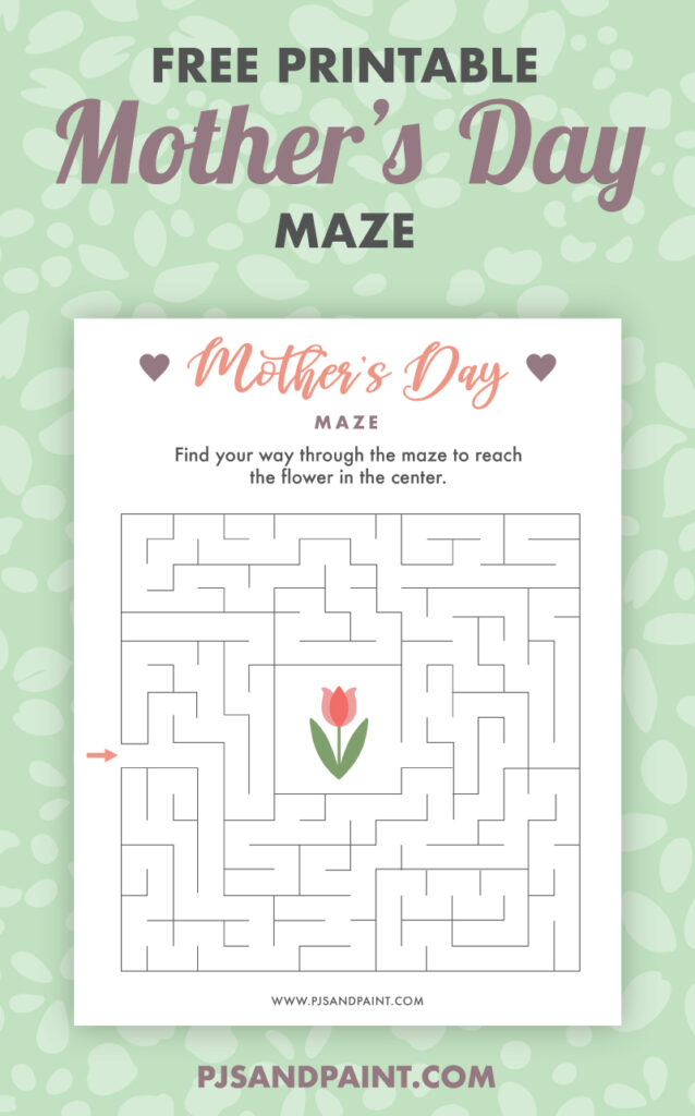 Free Printable Mother's Day Maze - Pjs and Paint