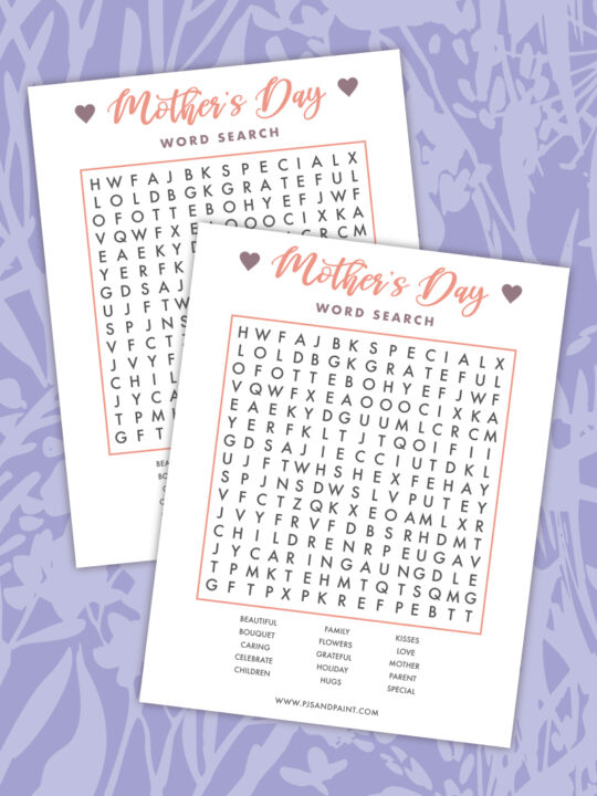 Free Printable Mother's Day Word Search - Pjs and Paint