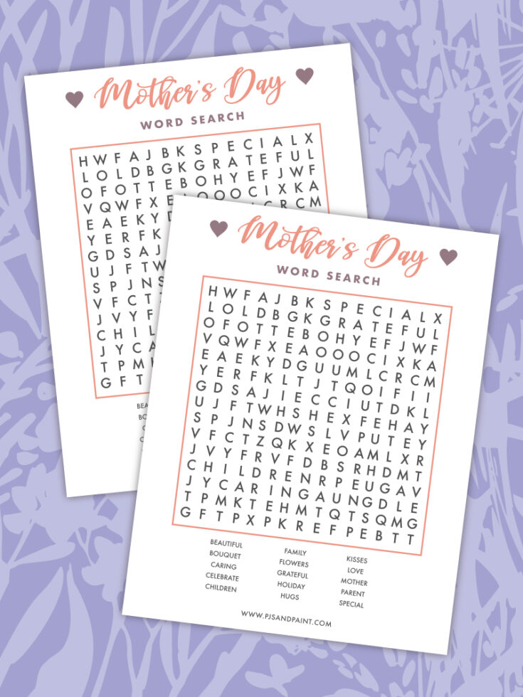 Free Printable Mother's Day Word Search - Pjs and Paint