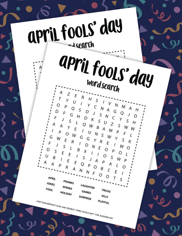 April Fools' Day Word Search - Prank Game, Unsolvable - Pjs and Paint