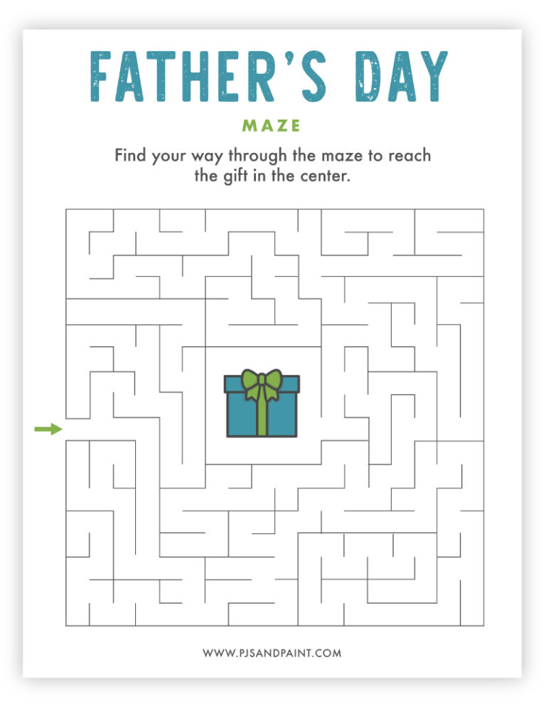 Free Printable Father's Day Maze - Pjs and Paint