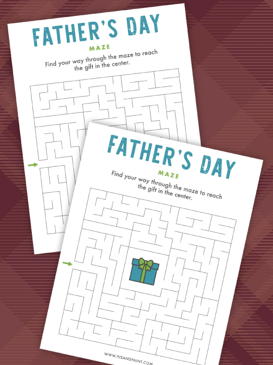 Free Printable Father's Day Maze - Pjs and Paint