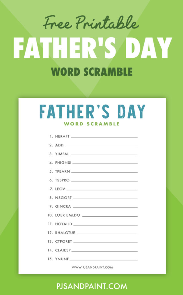 Free Printable Father's Day Word Scramble - Pjs and Paint