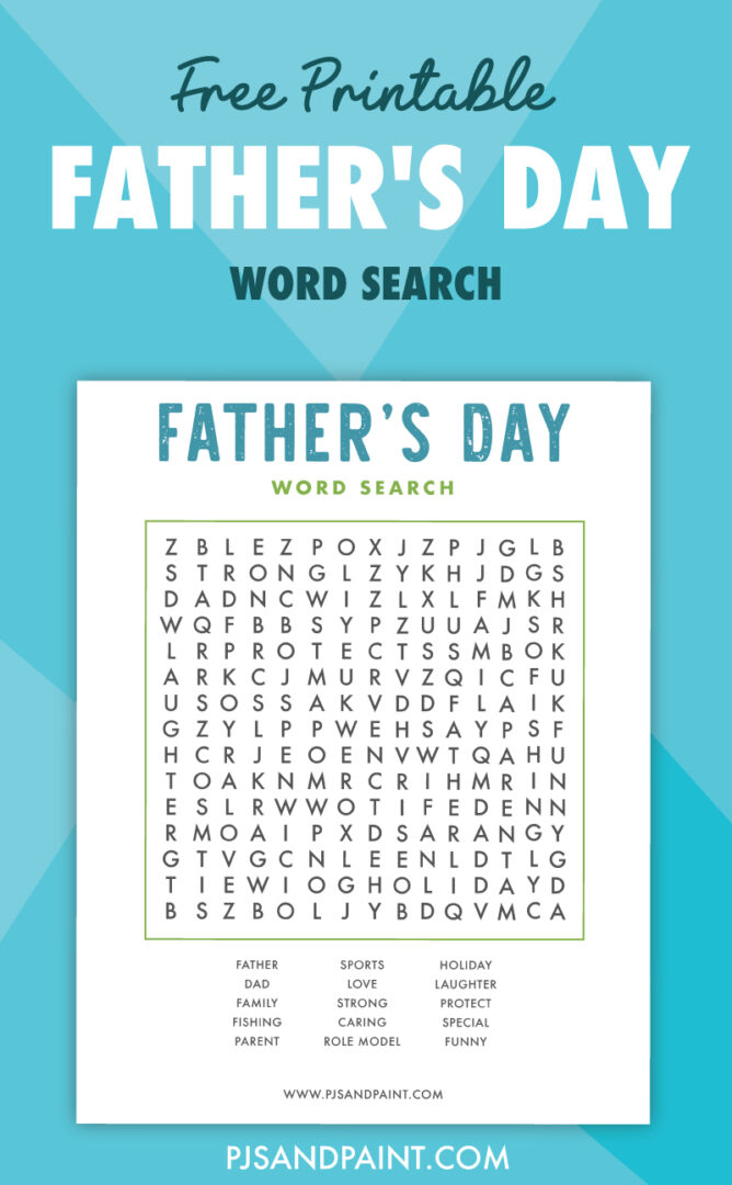 Free Printable Father's Day Word Search - Pjs and Paint