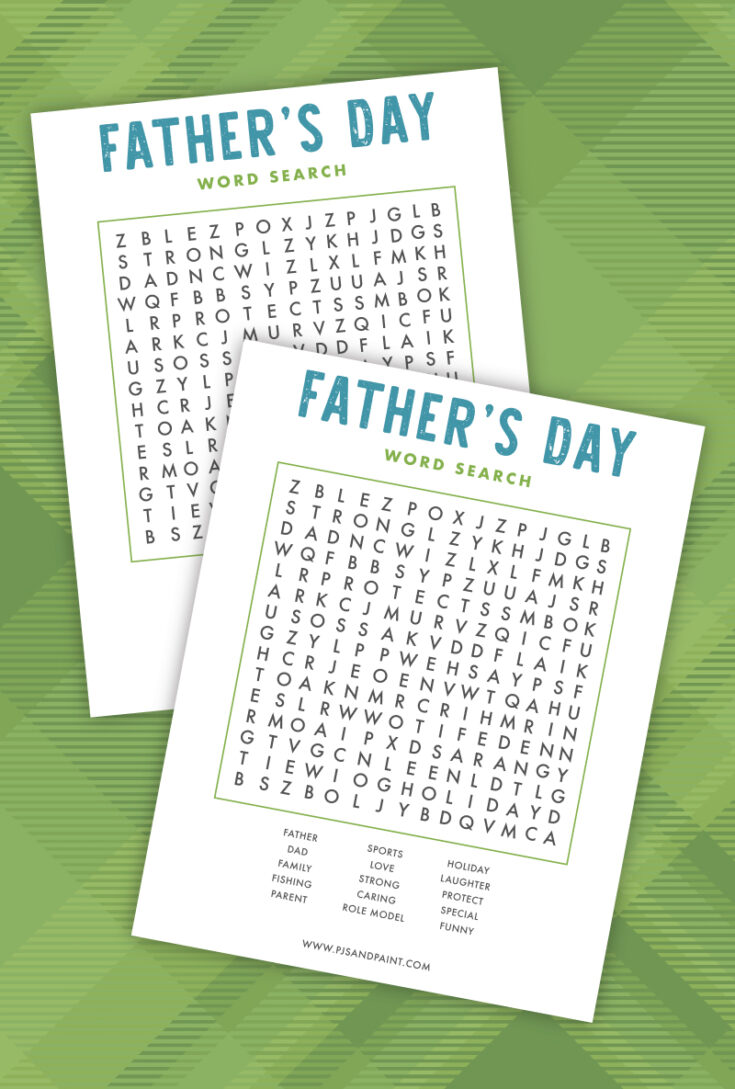 Free Printable Father's Day Word Search - Pjs and Paint