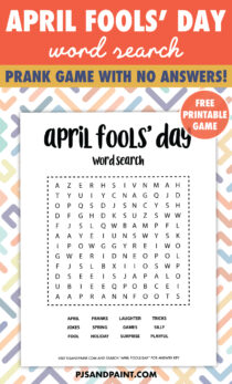 April Fools' Day Word Search - Prank Game, Unsolvable - Pjs and Paint