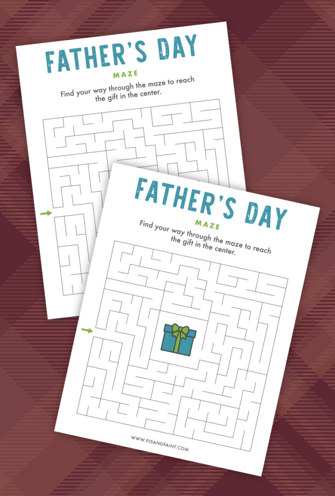Free Printable Father's Day Maze - Pjs and Paint