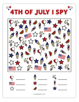 Free Printable 4th of July I Spy - Pjs and Paint