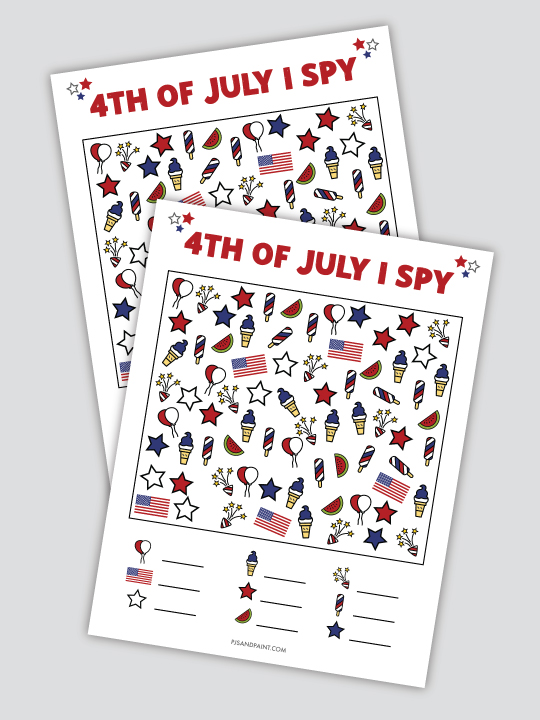 Free Printable 4th of July I Spy - Pjs and Paint