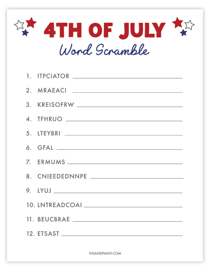 12 Free Printable 4th of July Games and Activities - Pjs and Paint