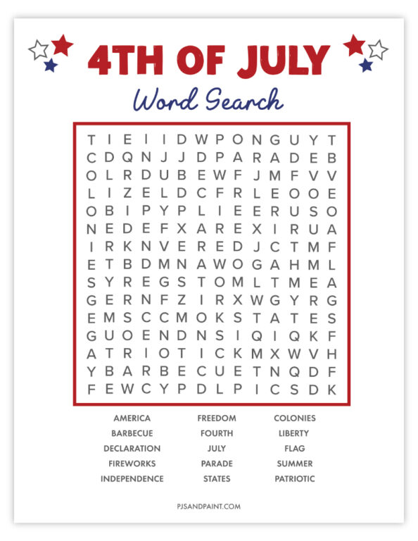 12 Free Printable 4th of July Games and Activities - Pjs and Paint