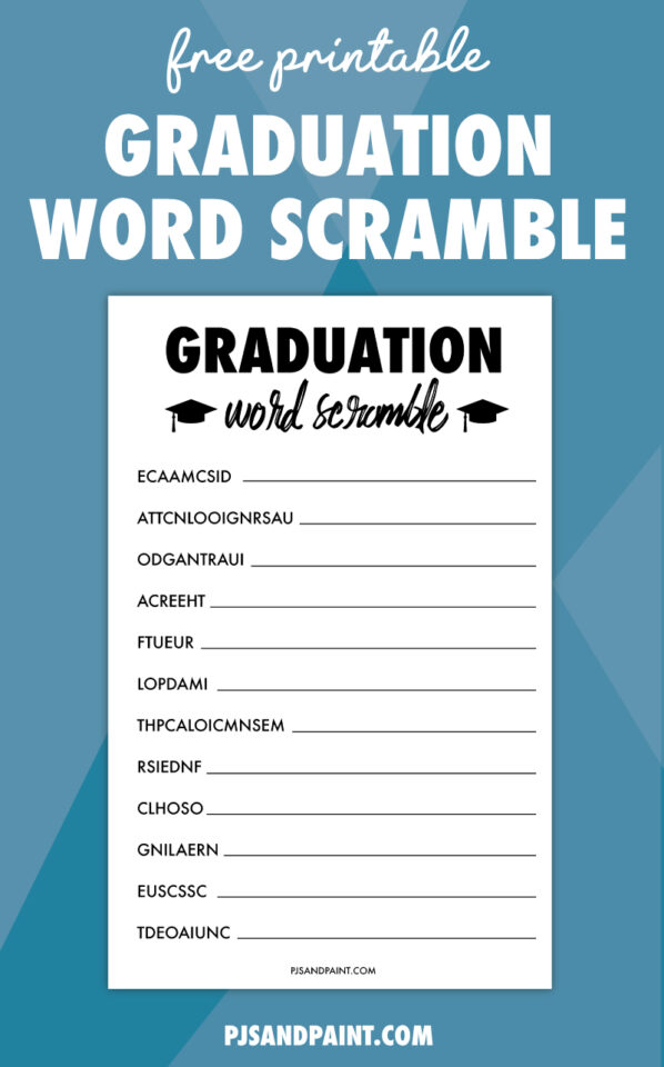 Free Printable Graduation Word Scramble - Pjs and Paint