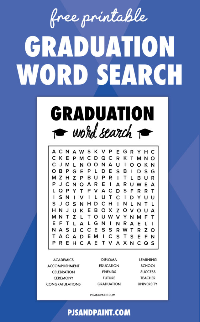 Free Printable Graduation Word Search - Pjs and Paint