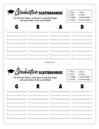 15 Free Printable Graduation Games and Activities - Pjs and Paint