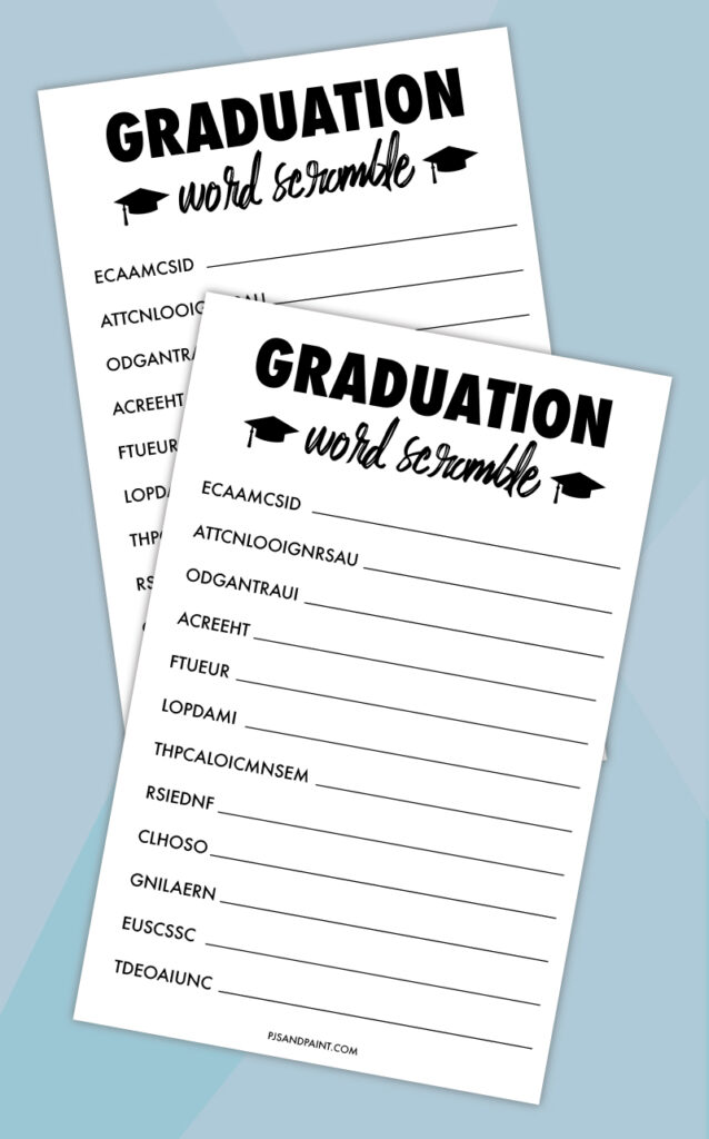 Free Printable Graduation Word Scramble - Pjs and Paint