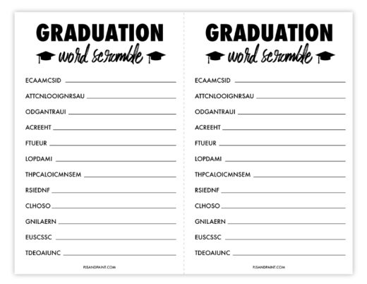 15 Free Printable Graduation Games and Activities - Pjs and Paint