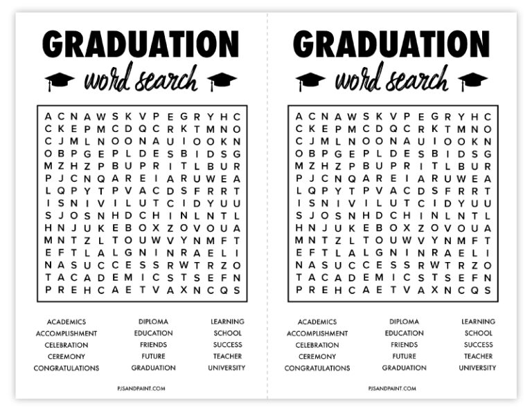 15 Free Printable Graduation Games and Activities - Pjs and Paint