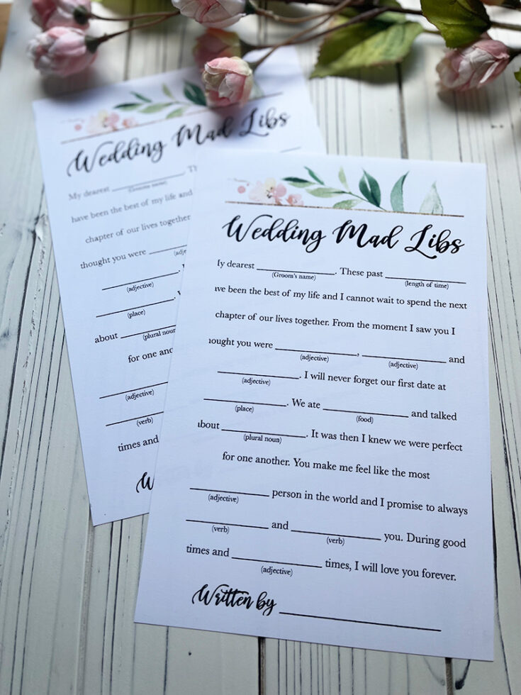 Free Printable Wedding Mad Libs Game - Pjs and Paint