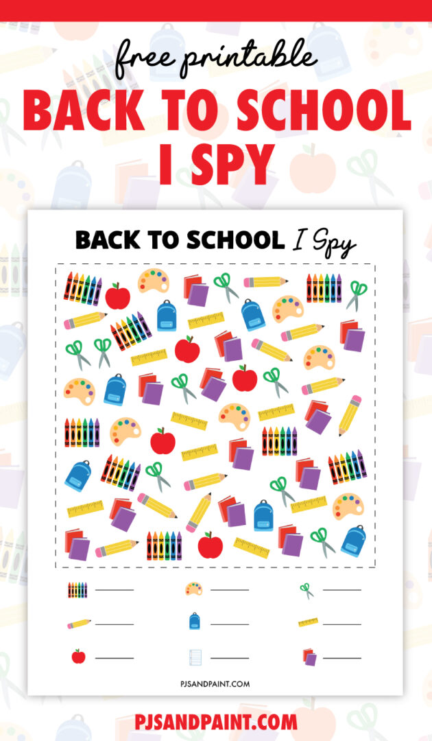 Free Printable Back to School I Spy - Pjs and Paint