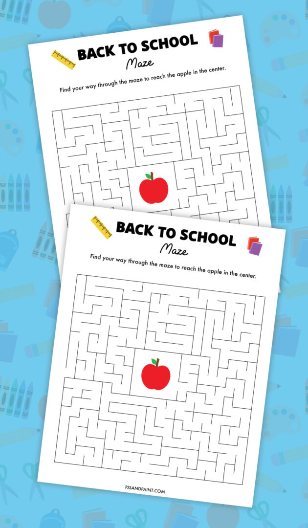 Free Printable Back to School Maze - Pjs and Paint