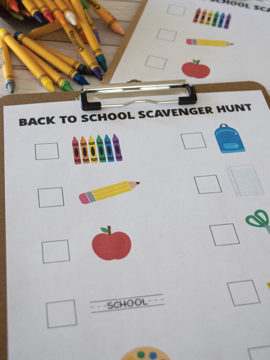 Free Printable Back to School Scavenger Hunt - Pjs and Paint