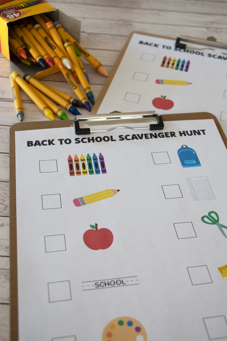 Free Printable Back to School Scavenger Hunt - Pjs and Paint