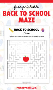 Free Printable Back to School Maze - Pjs and Paint