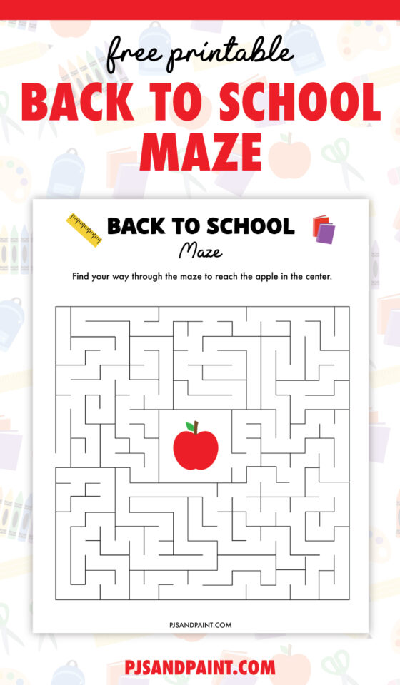 Free Printable Back to School Maze - Pjs and Paint