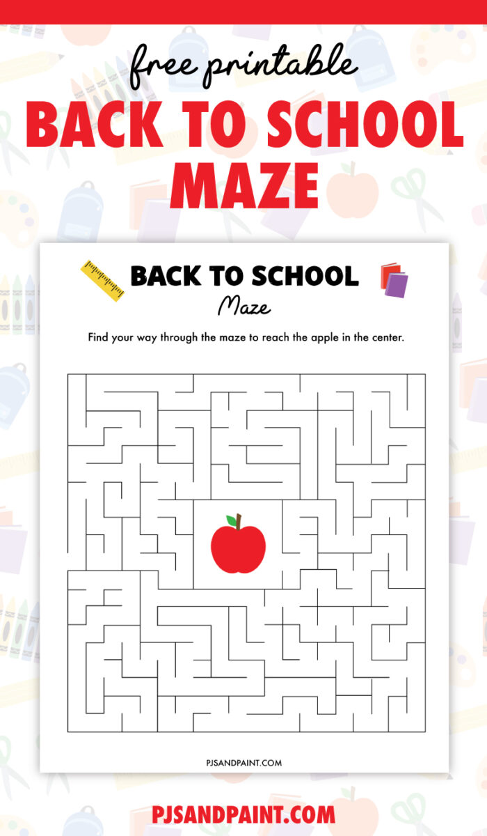 Free Printable Back to School Maze - Pjs and Paint