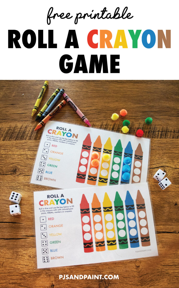 Free Printable Roll a Crayon Game - Pjs and Paint