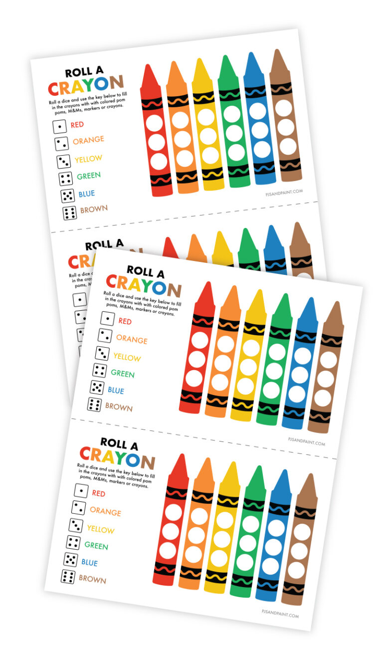 Free Printable Roll a Crayon Game - Pjs and Paint