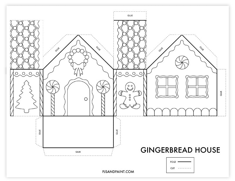 Free Printable 3D Gingerbread House Coloring Page