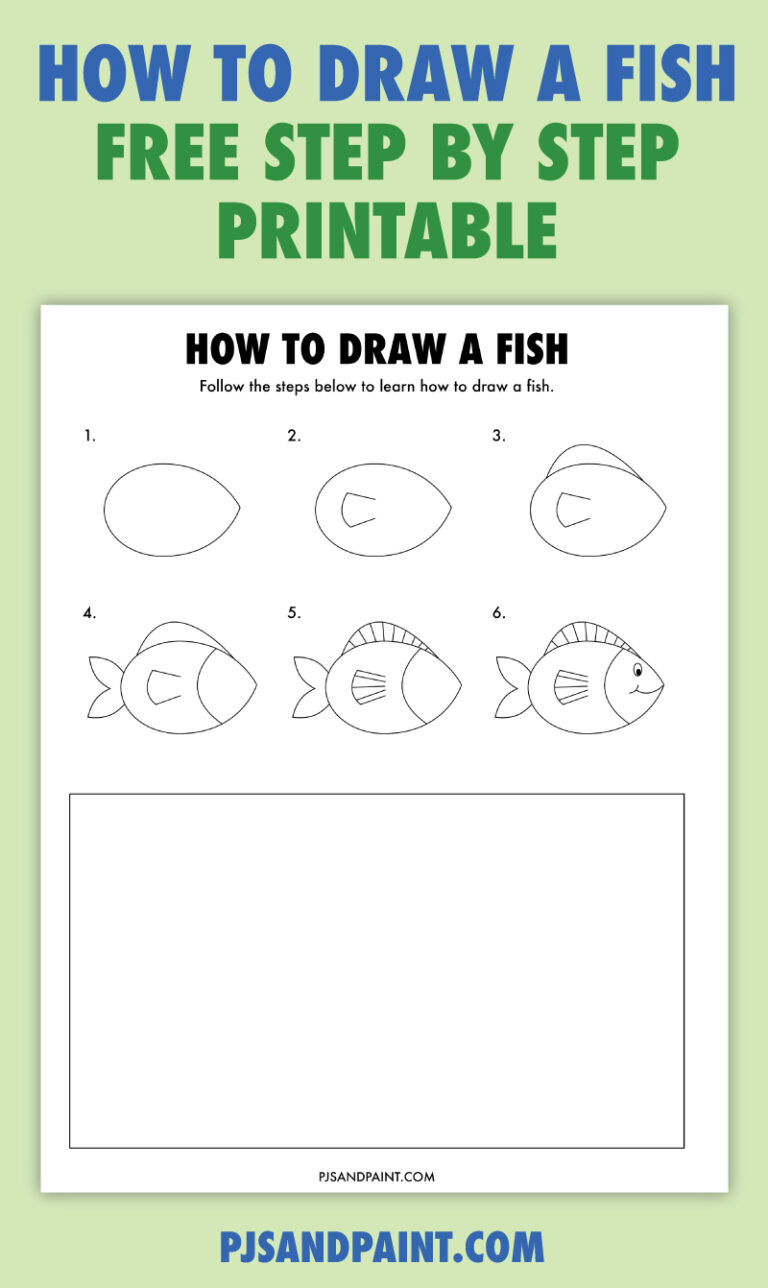 How to draw a fish for kids - Free Printable Step by Step Worksheet