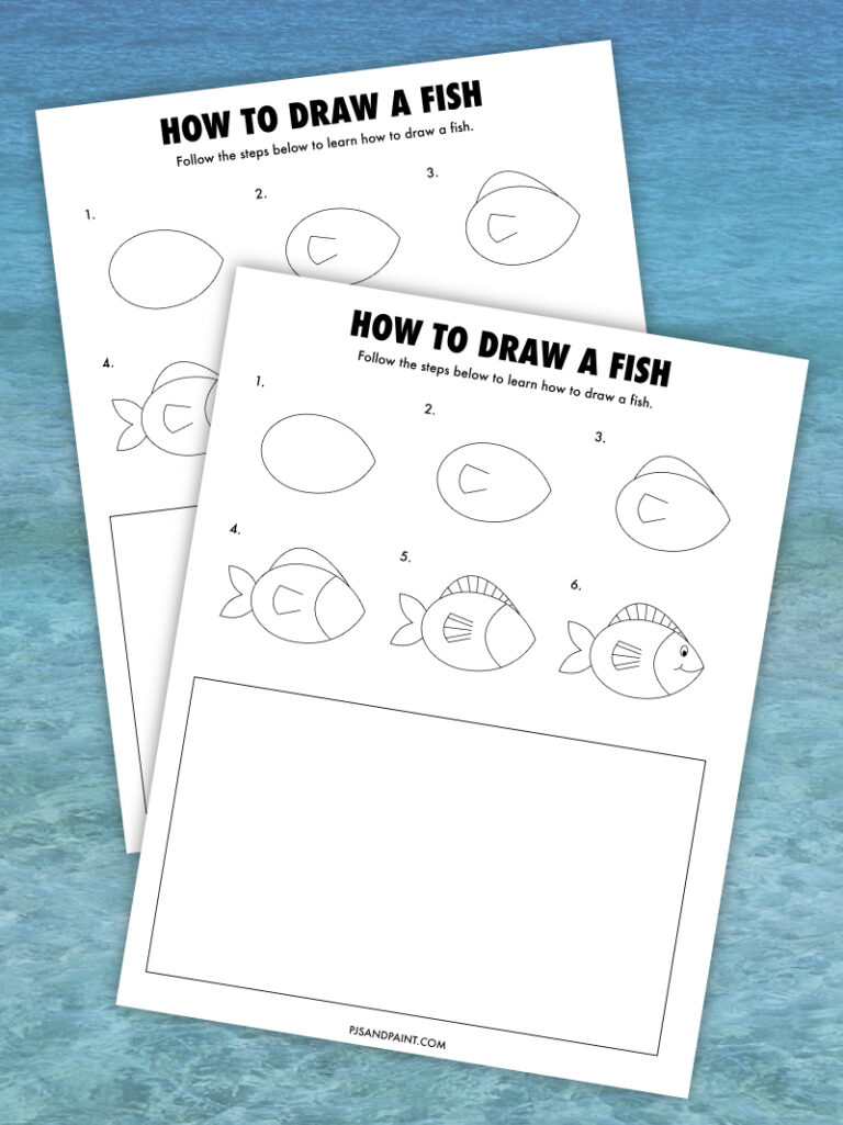 How to draw a fish for kids - Free Printable Step by Step Worksheet
