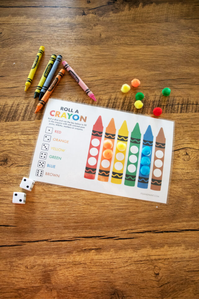 Free Printable Roll a Crayon Game - Pjs and Paint